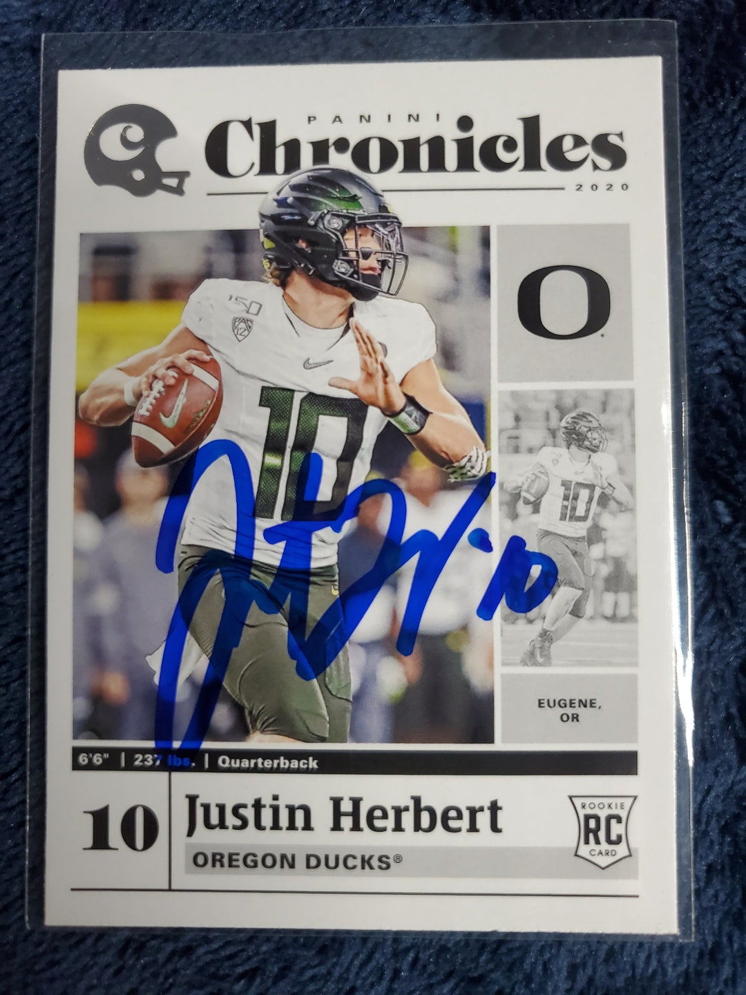 Justin Herbert Authentic Hand Signed Auto 2020 Panini Chronicles Rookie ...