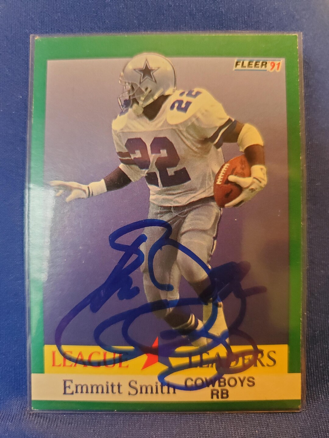 Emmitt Smith Authentic Hand Signed 1991 Fleer Card Autographed Football ...