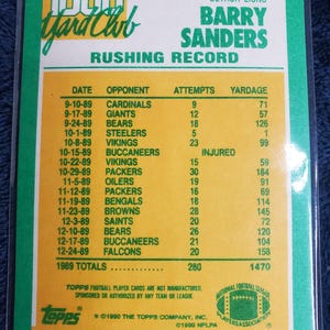 Barry Sanders Authentic Hand Signed 1990 Topps Card Autographed HOF ...