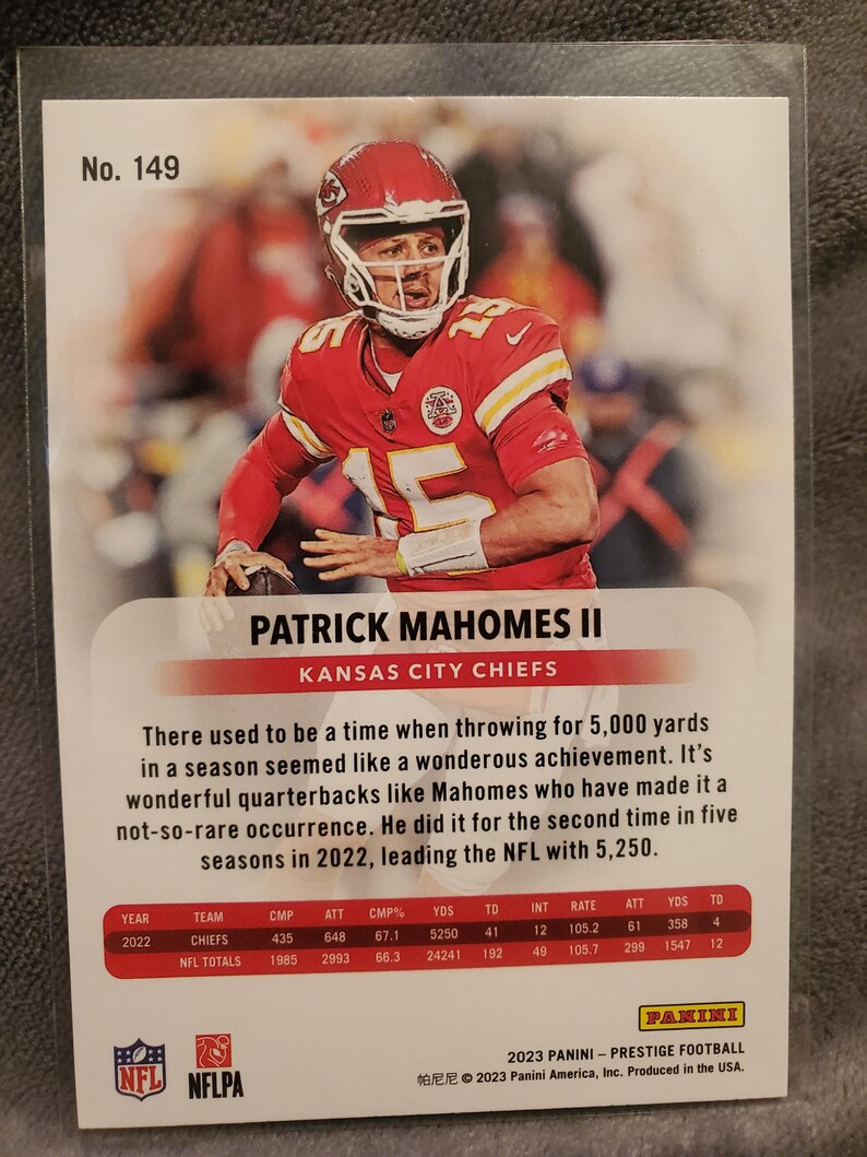 Patrick Mahomes Authentic Hand Signed 2023 Panini Card Autographed ...