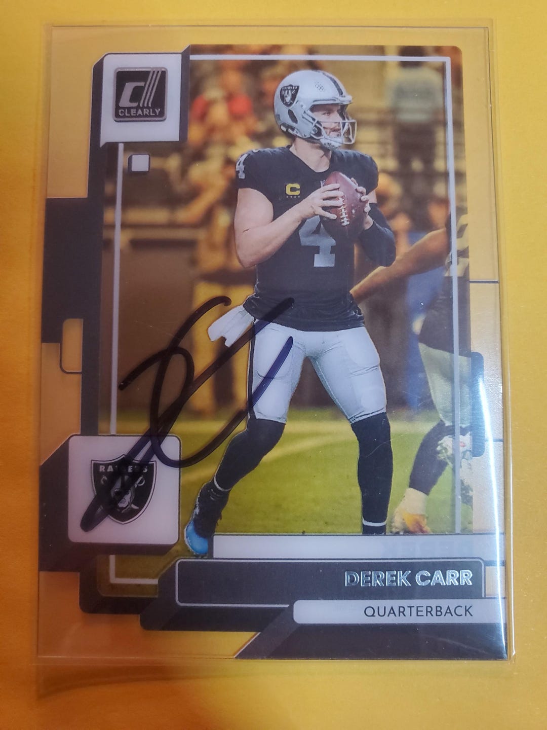 Derek Carr Authentic Hand Signed 2022 Clearly Donruss Card Autographed ...