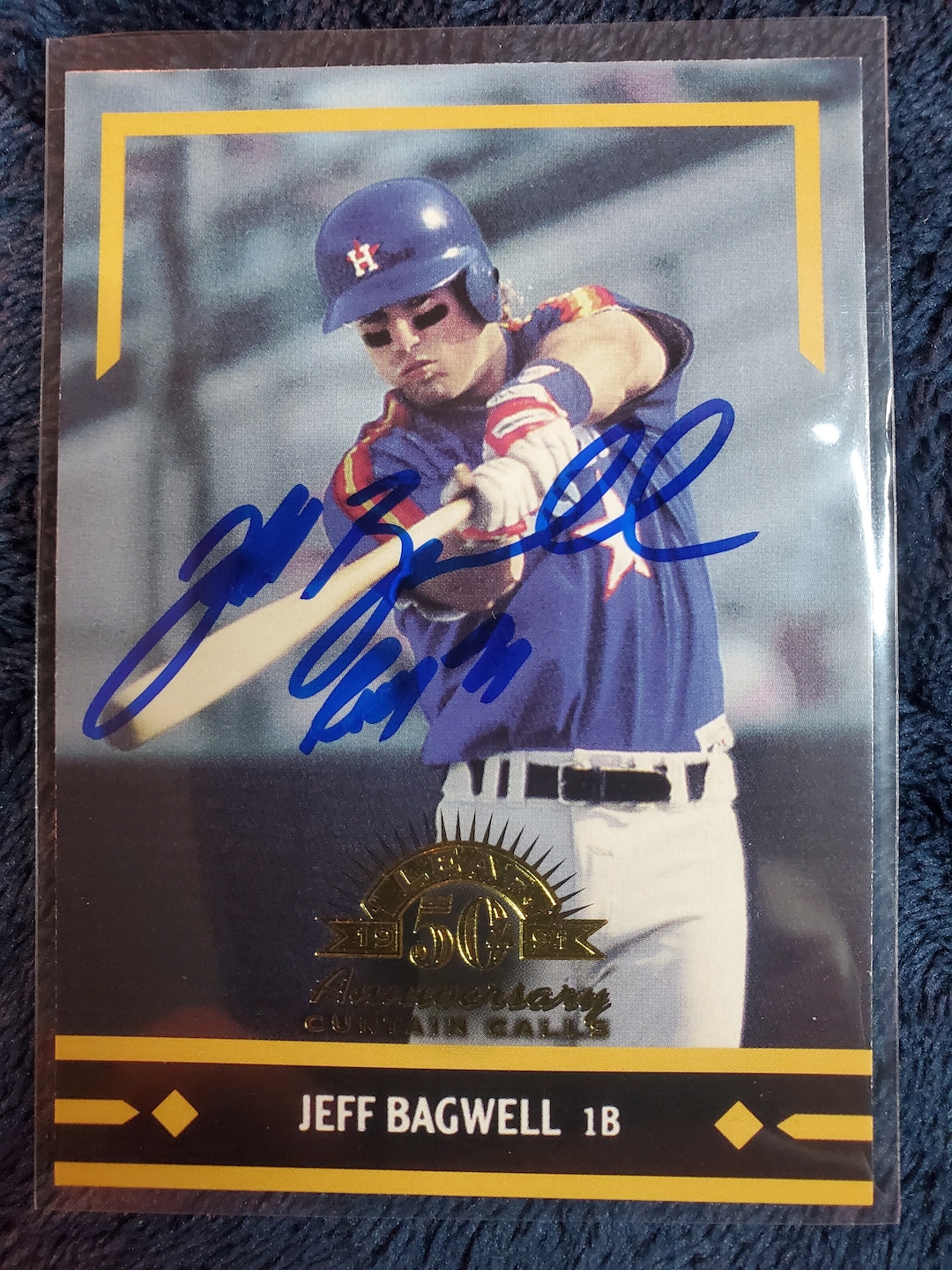 Jeff Bagwell Authentic Hand Signed 1991 Leaf Gold Rookie Baseball Card ...