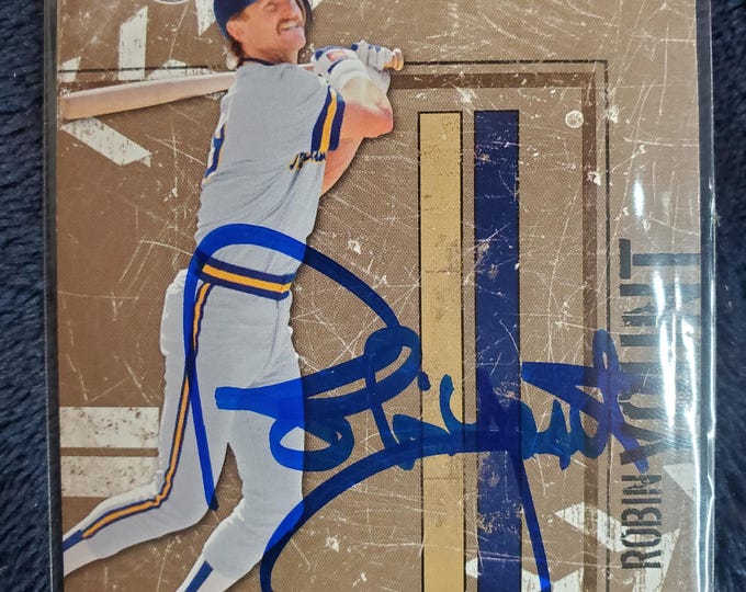 Robin Yount Authentic Hand Signed 2004 Leather & Lumber Card HOF ...