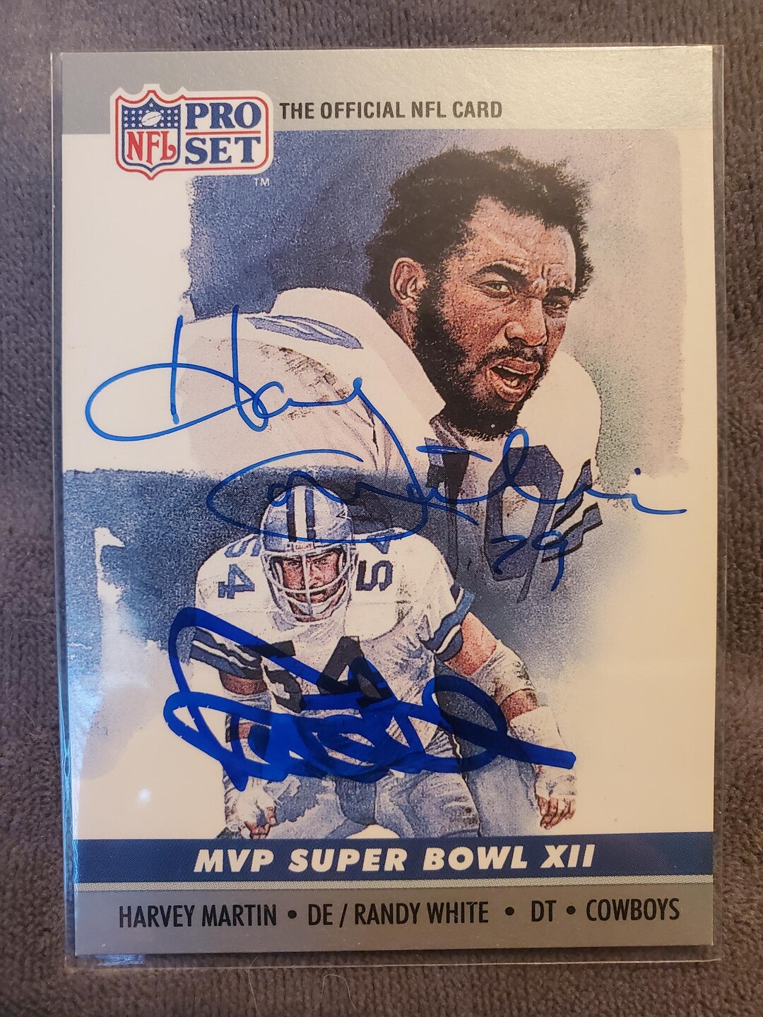 Harvey Martin & Randy White Authentic Hand Signed 1990 Pro Set Football ...