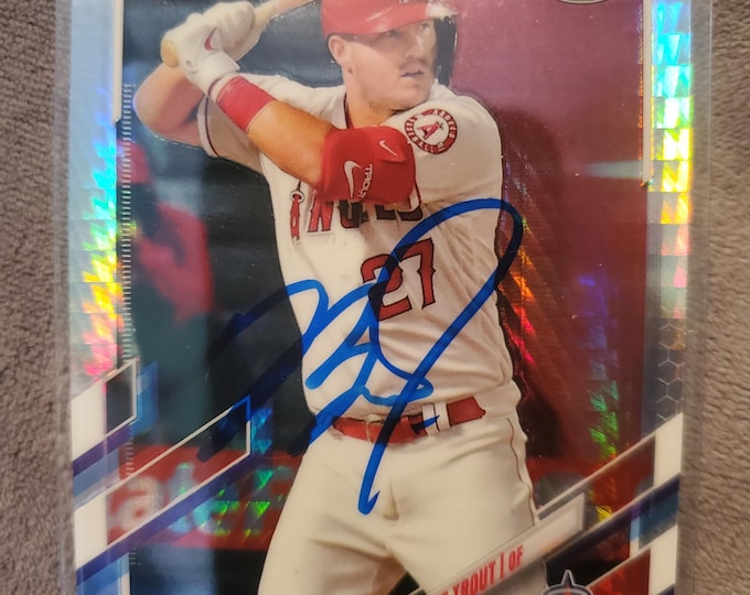 Mike Trout Authentic Hand Signed Topps Baseball Card Los Angeles Angels ...