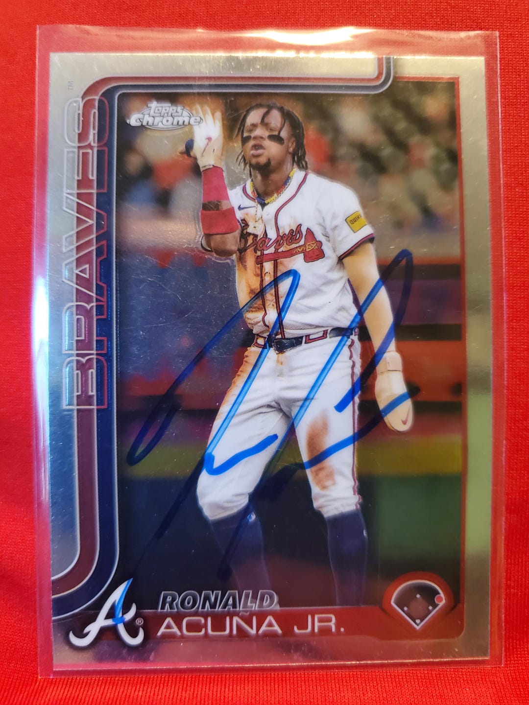 Ronald Acuna Jr Authentic Hand Signed Topps Chrome Baseball Card ...