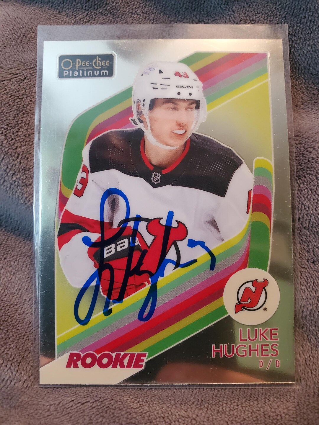 Luke Hughes Authentic Hand Signed OPC Platinum Rookie Hockey Card ...