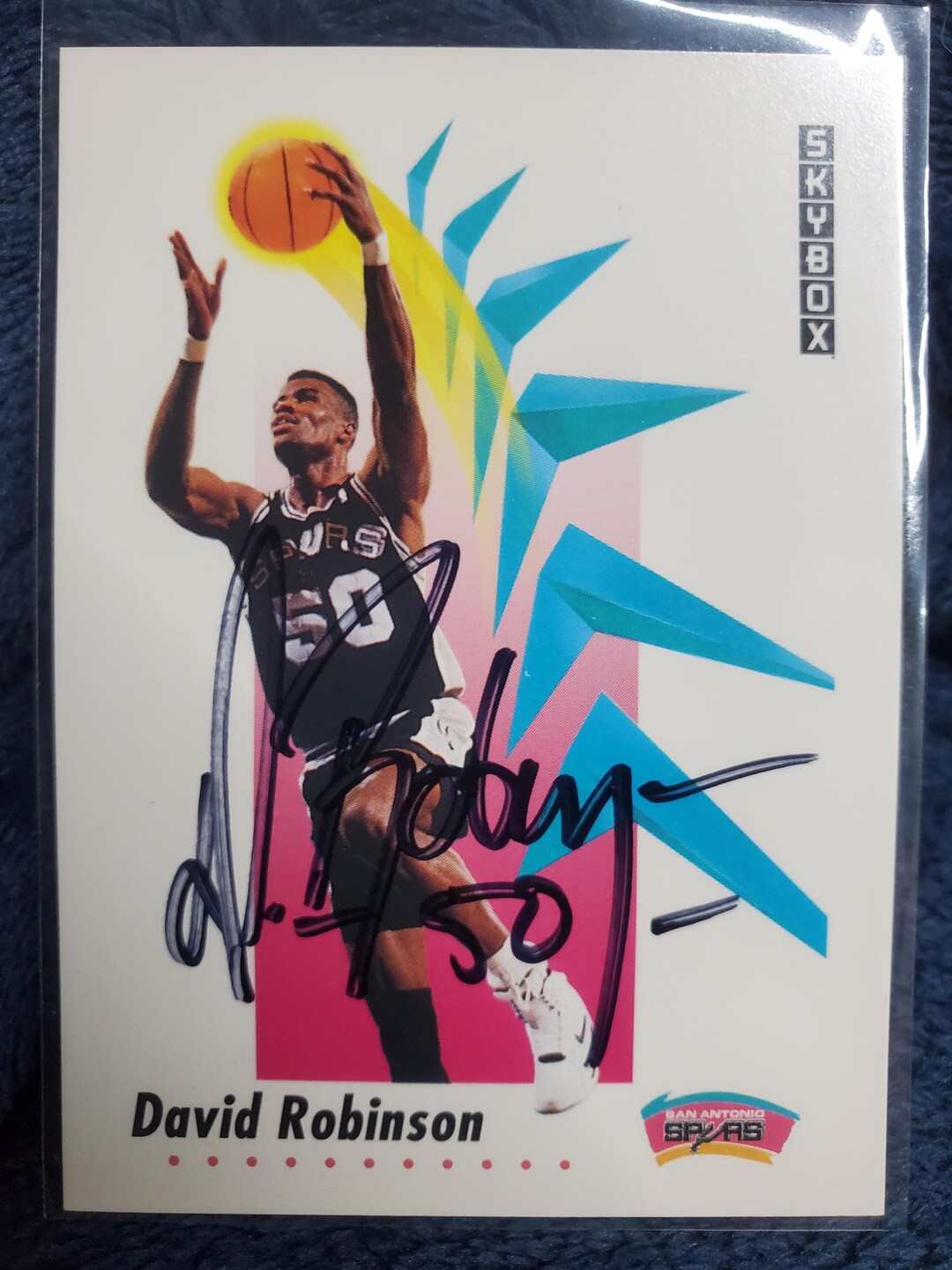 David Robinson Authentic Hand Signed 1991 Skybox Rookie Card ...