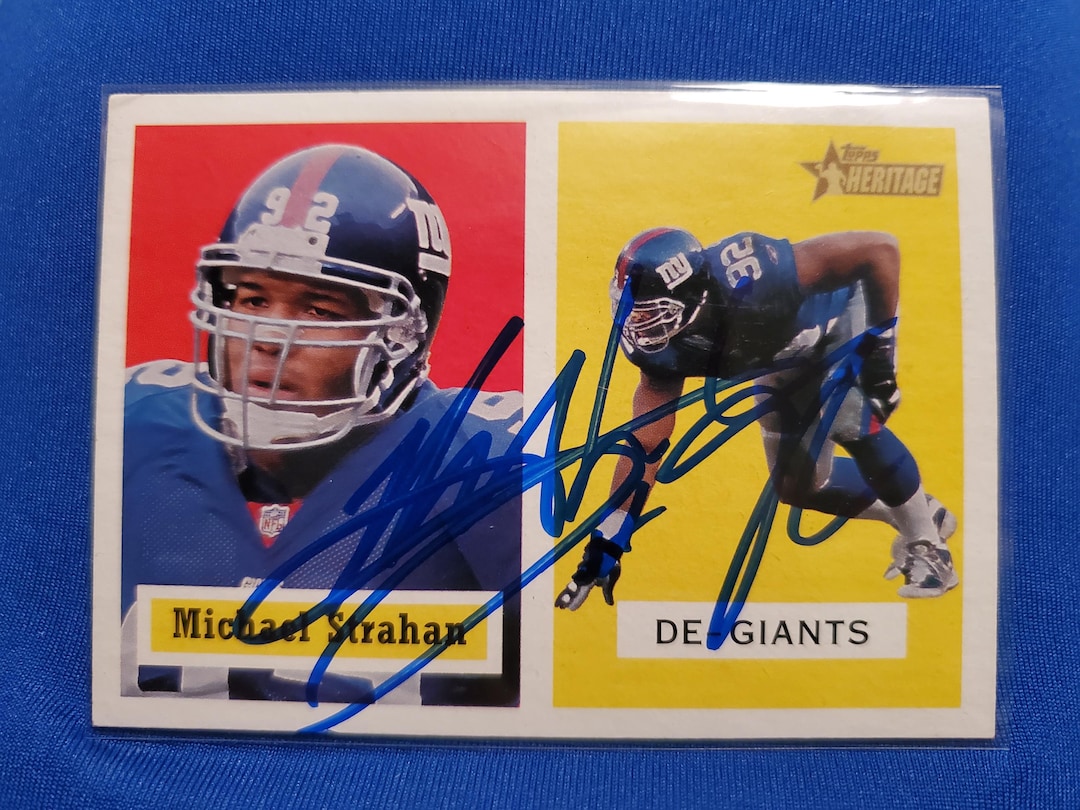 Michael Strahan Authentic Hand Signed Topps Football Card Autographed ...