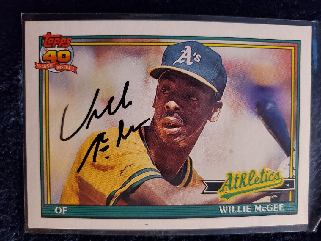 Willie Mcgee Authentic Hand Signed 1991 Topps Baseball Card Autographed ...