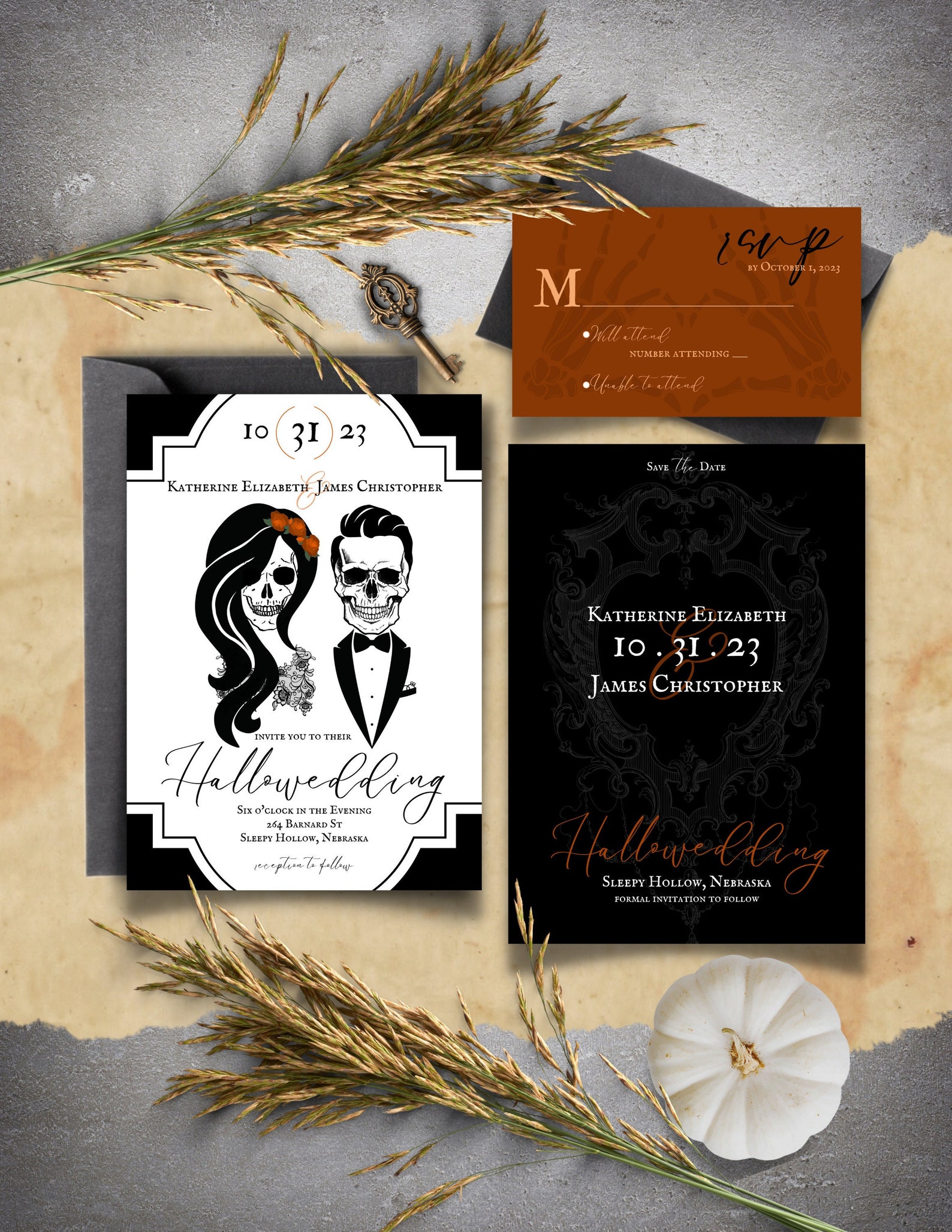 Hallowedding Invitation Set Halloween Themed Wedding - Etsy