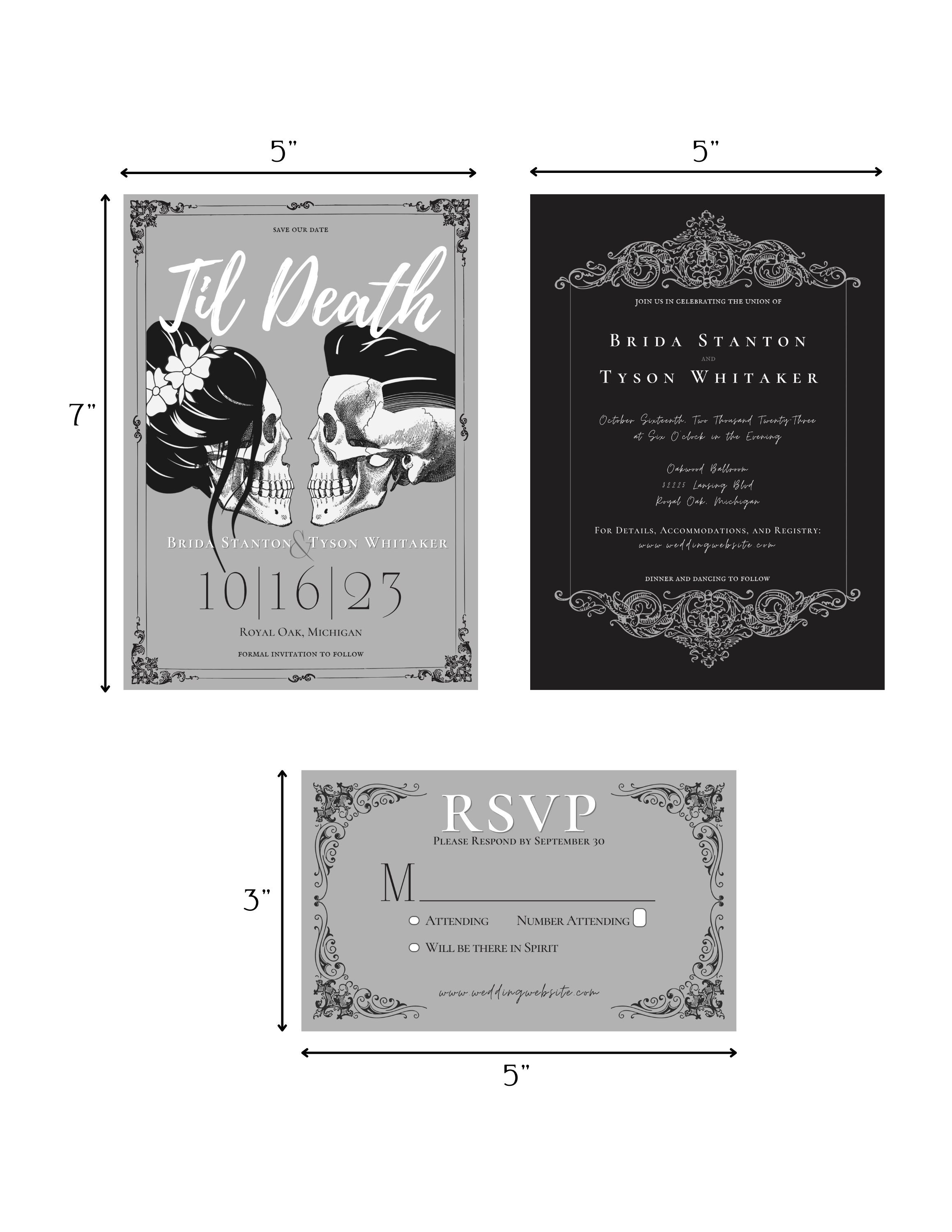 Til Death Wedding Invitation Template Set Gothic Wedding - Etsy