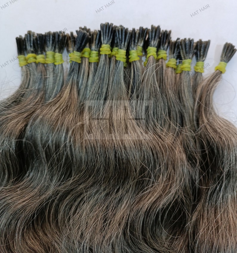 Grey Keratin Tip Human Hair Extensions, Raw, Unprocessed Salt and ...