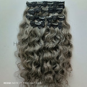 Raw Indian Grey Clip-in Hair – 100–120g Volumizing Human Hair Extensions Straight|wavy|curly - Etsy