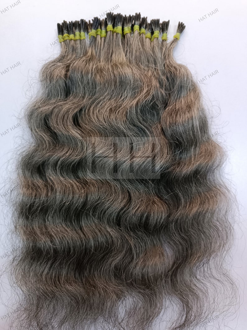Grey Keratin Tip Human Hair Extensions, Raw, Unprocessed Salt and ...