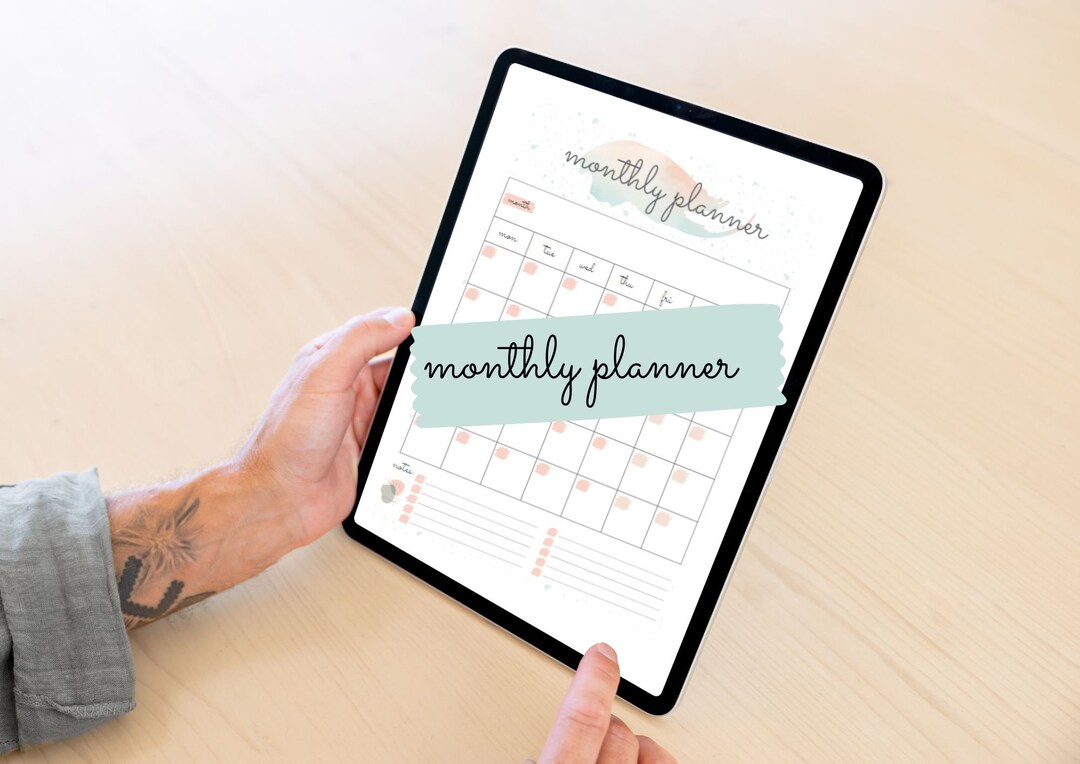A4 Portrait - Monthly Planner and Journal Sheet - Digital and Printable ...