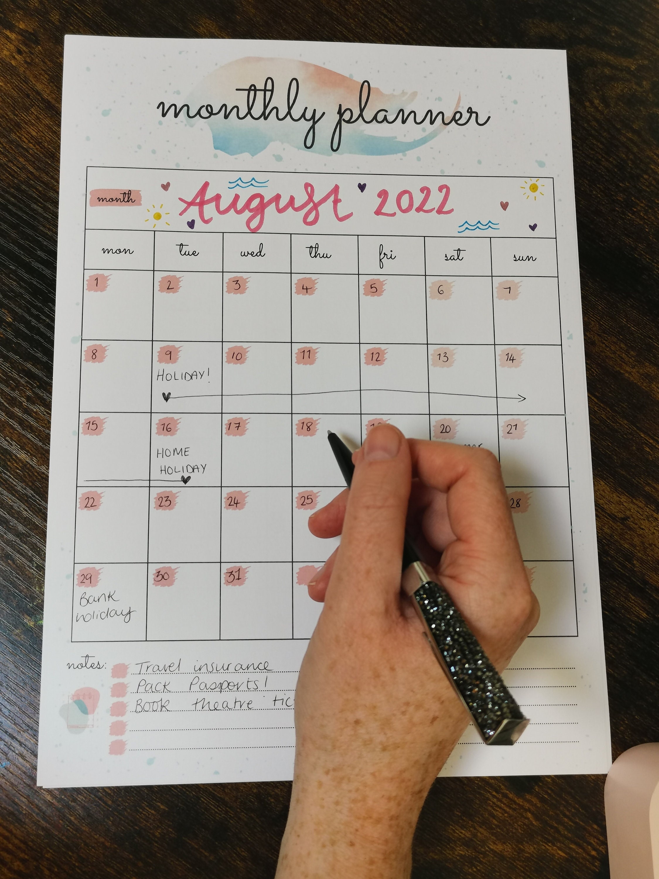 A4 Portrait - Monthly Planner and Journal Sheet - Digital and Printable ...