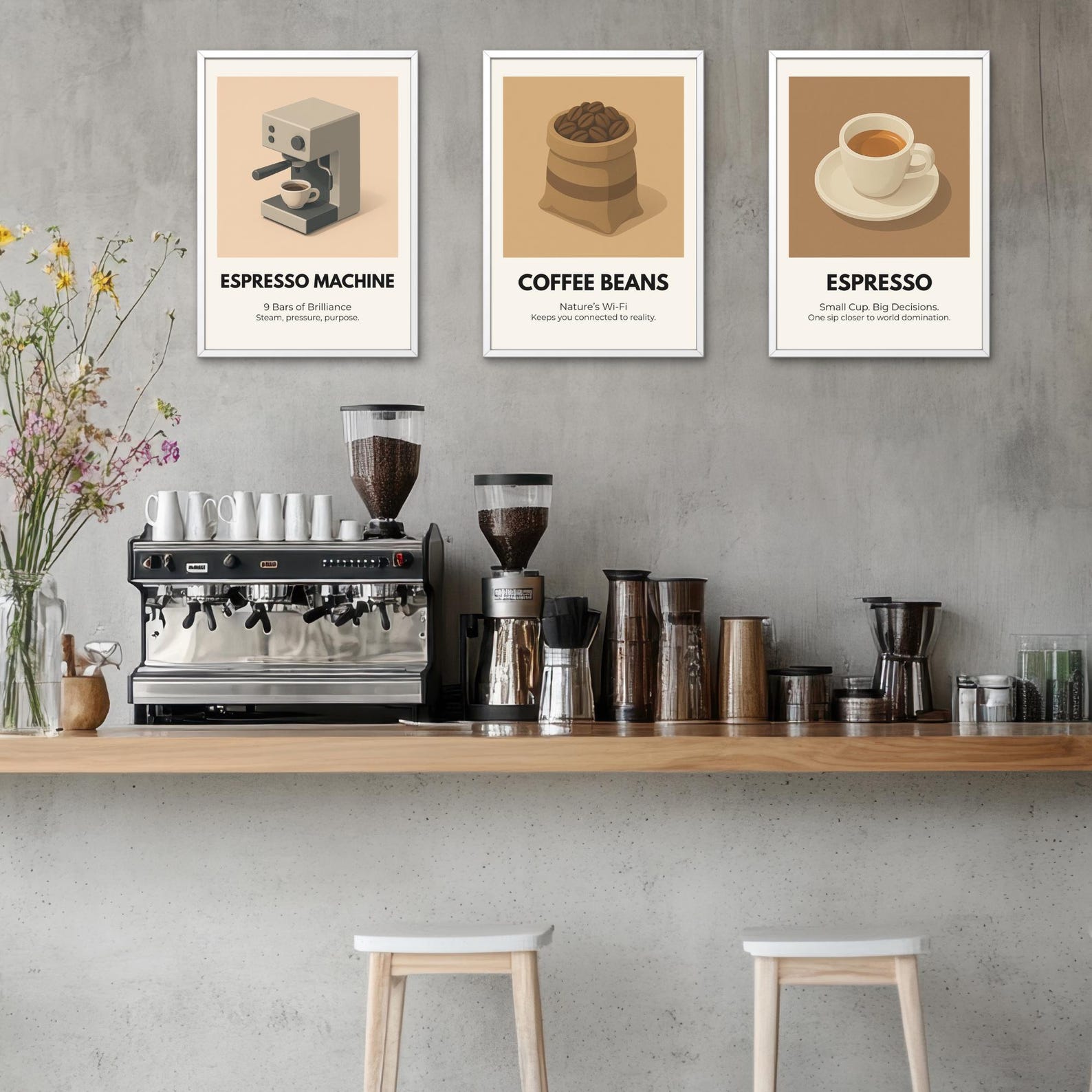 12 Minimalist Coffee Wall Art Set, Suitable for Home & Coffee, Digital ...