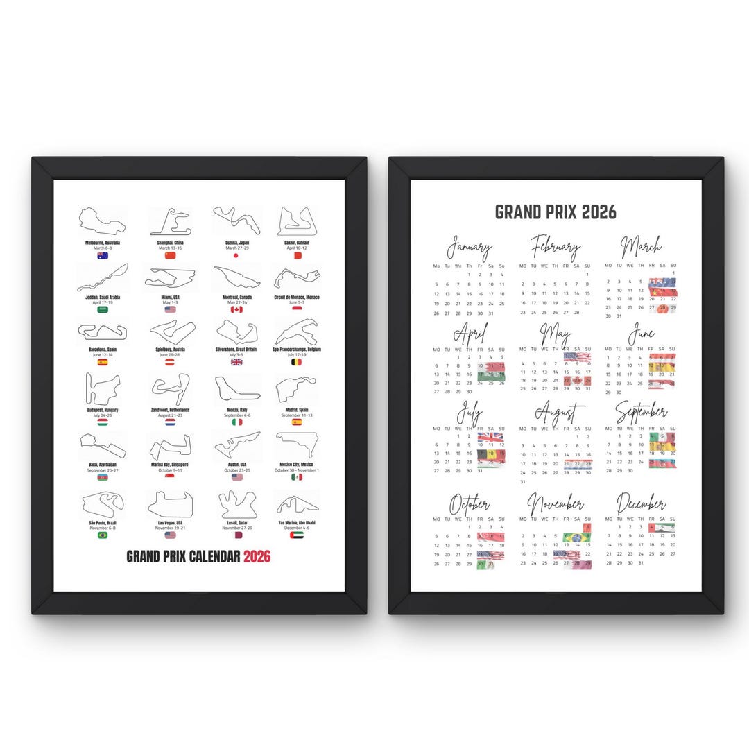 F1 2026 Calendar Digital Print | Formula One Grand Prix Schedule Poster ...