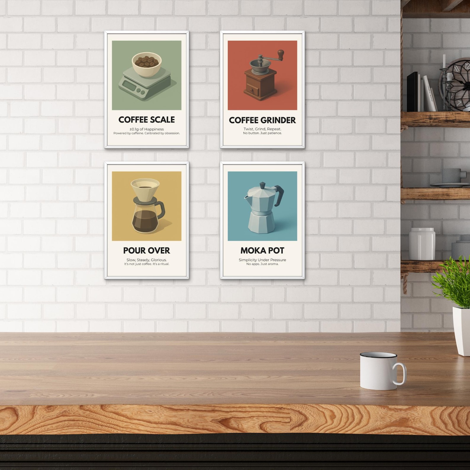 12 Minimalist Coffee Wall Art Set, Suitable for Home & Coffee, Digital ...