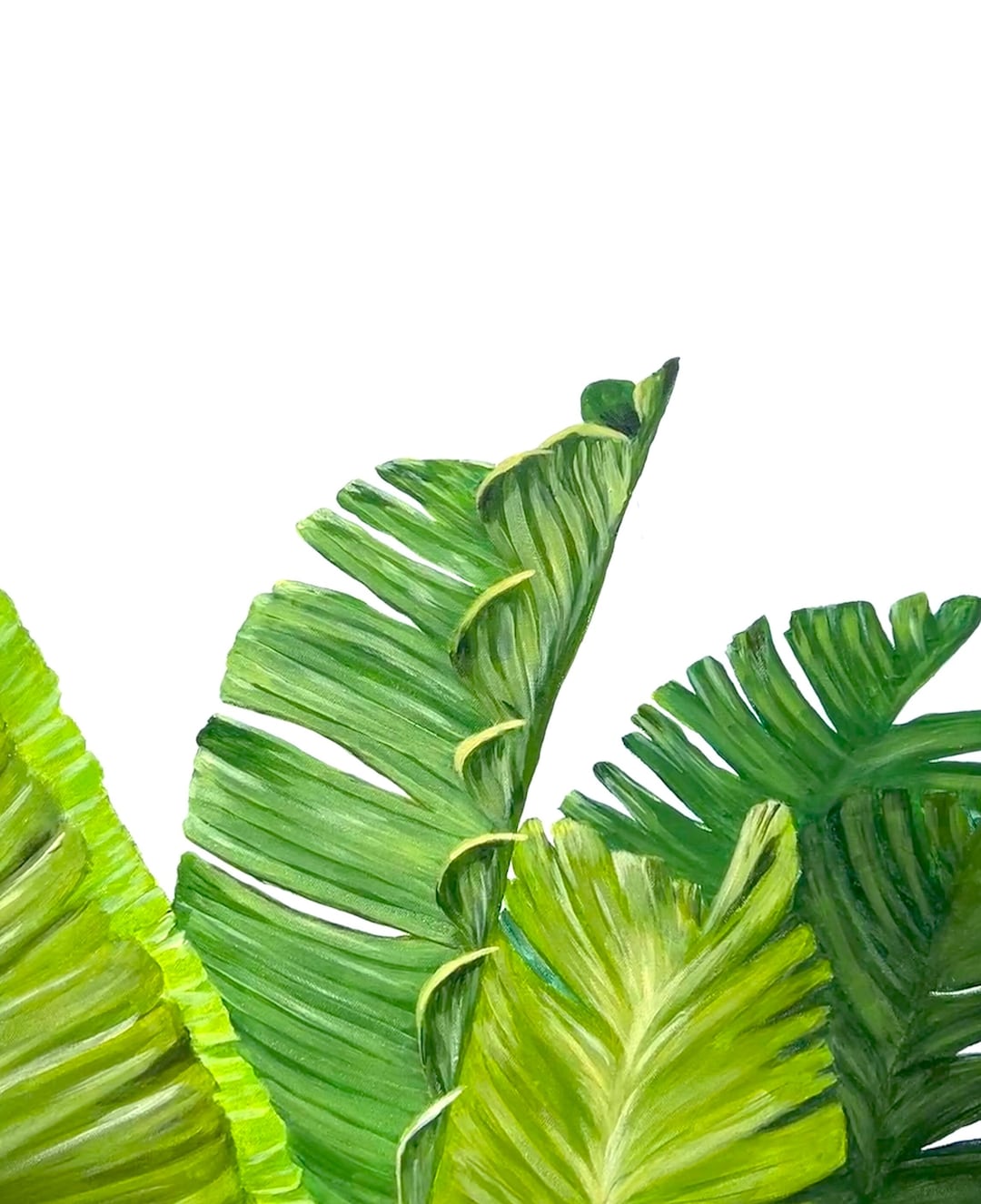 Tropical Plants, Original Acrylic Painting on Canvas, Modern Wall Art ...