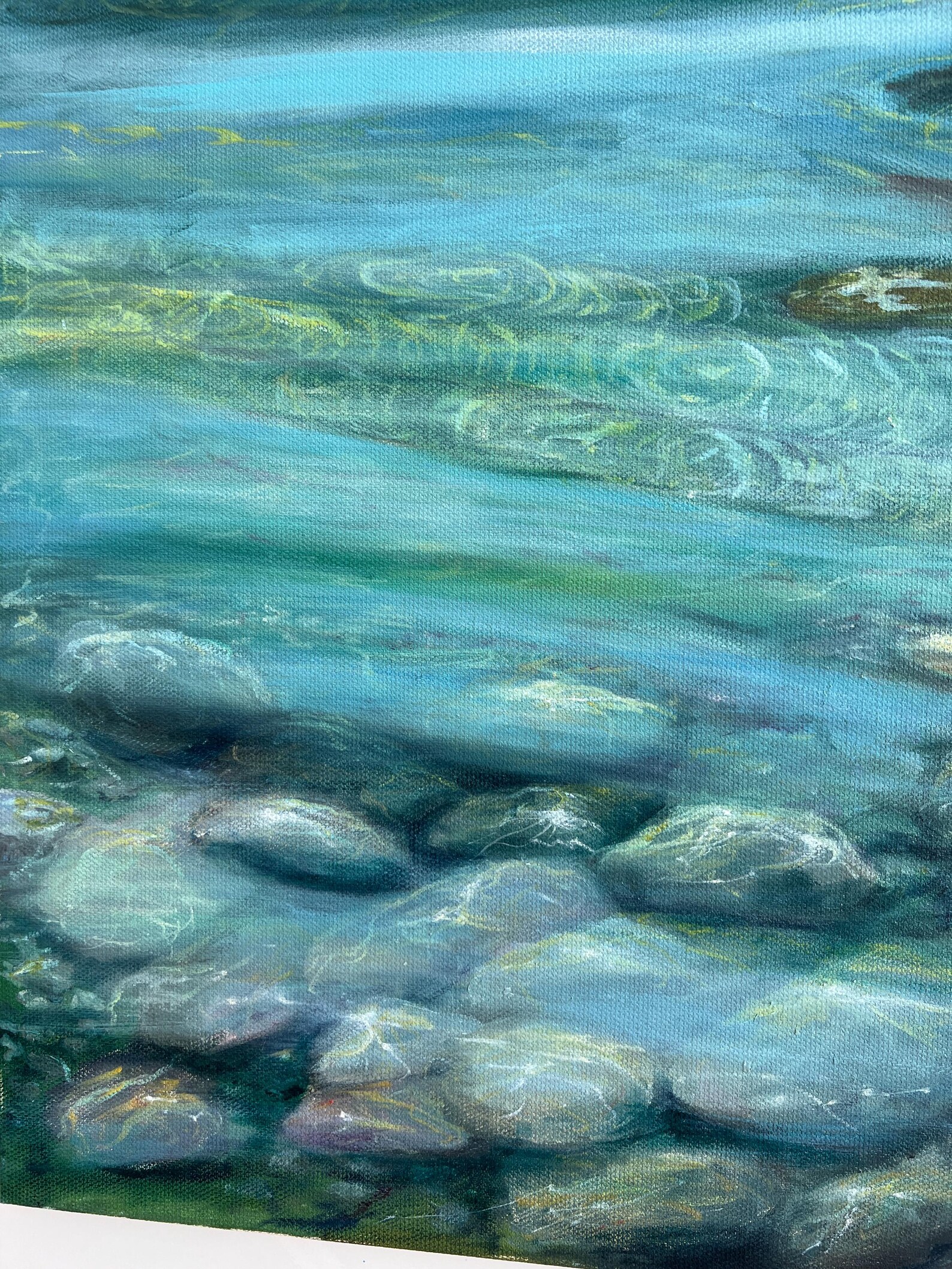 Original Oil Painting Sea Scape, Waterscape, Calm Water Contemporary ...
