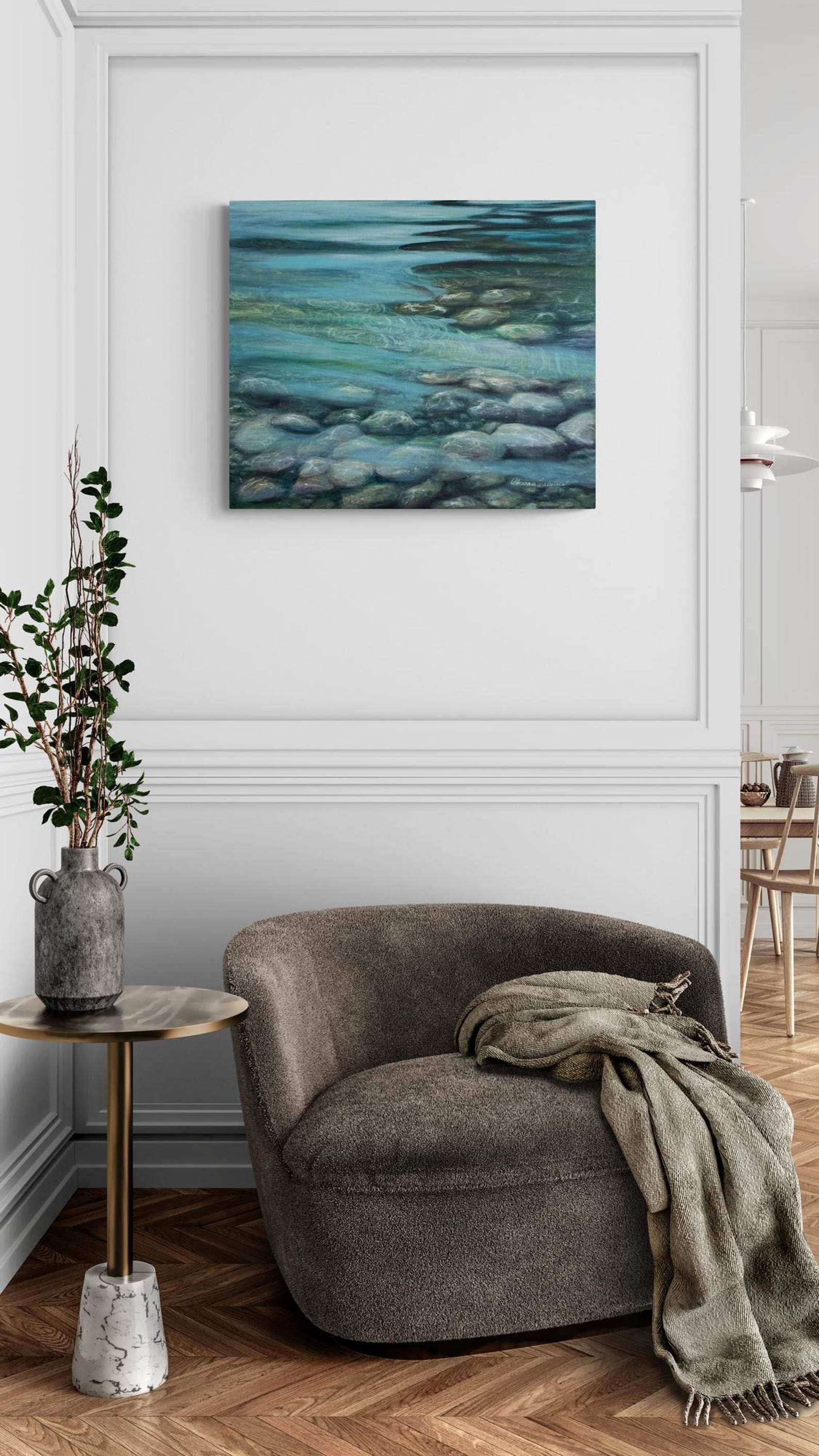 Original Oil Painting Sea Scape, Waterscape, Calm Water Contemporary ...