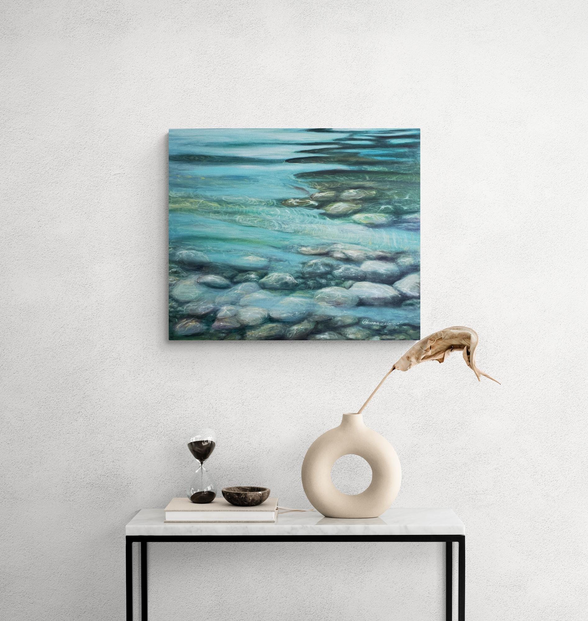 Original Oil Painting Sea Scape, Waterscape, Calm Water Contemporary ...