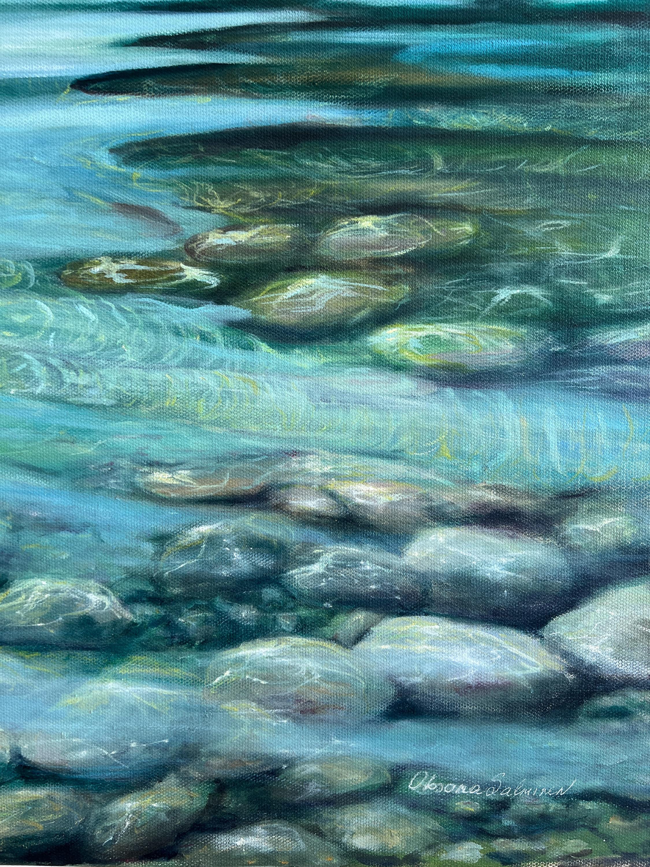 Original Oil Painting Sea Scape, Waterscape, Calm Water Contemporary ...