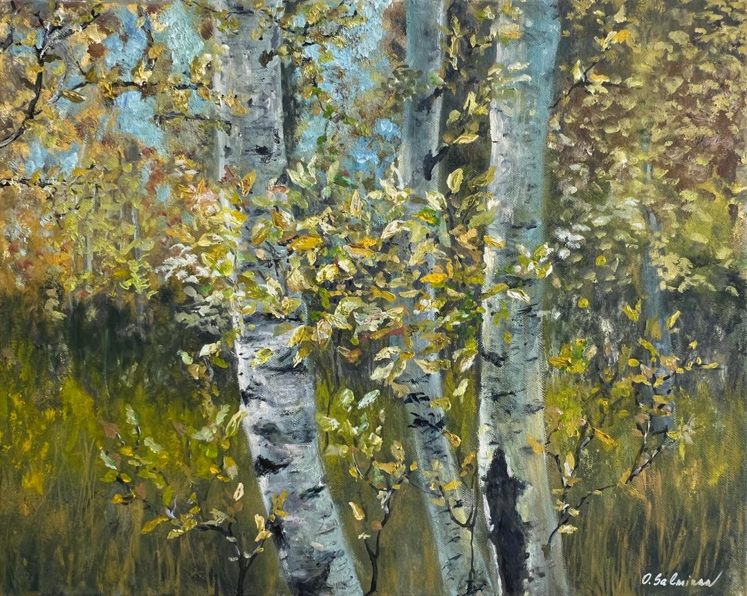 Original Oil Painting, Birch Trees, Landscape, Finland, Modern Art - Etsy