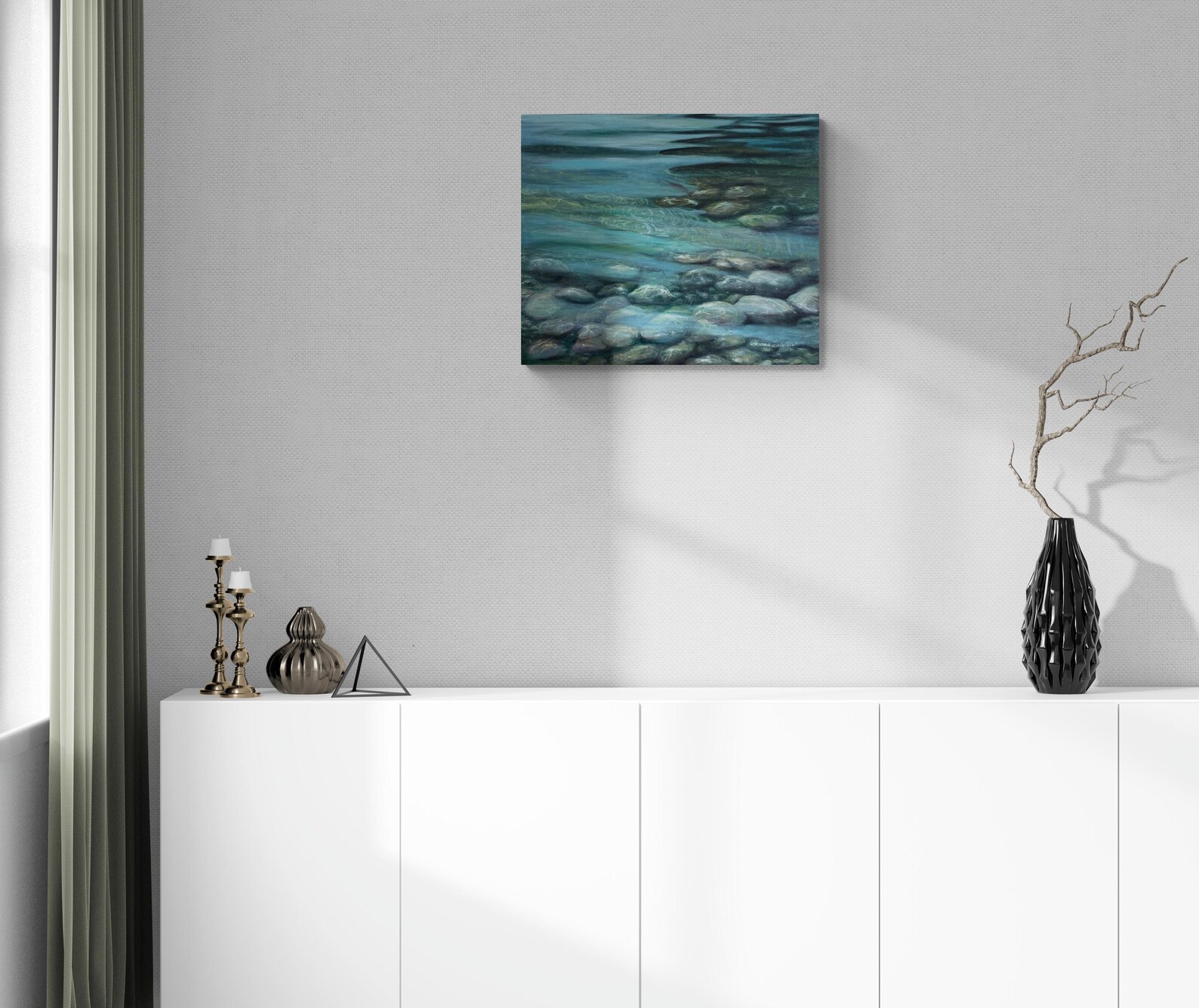 Original Oil Painting Sea Scape, Waterscape, Calm Water Contemporary ...