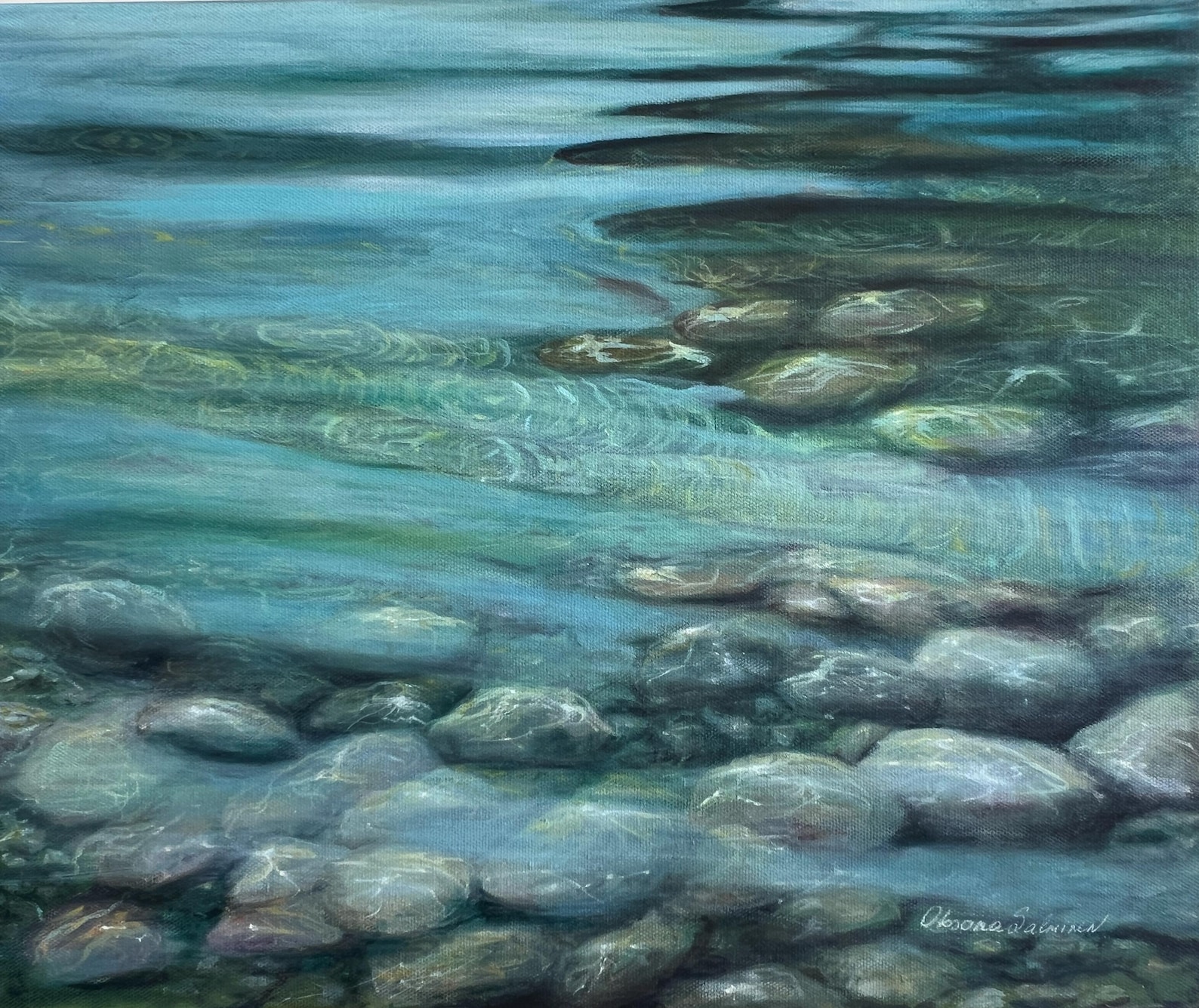 Original Oil Painting Sea Scape, Waterscape, Calm Water Contemporary ...