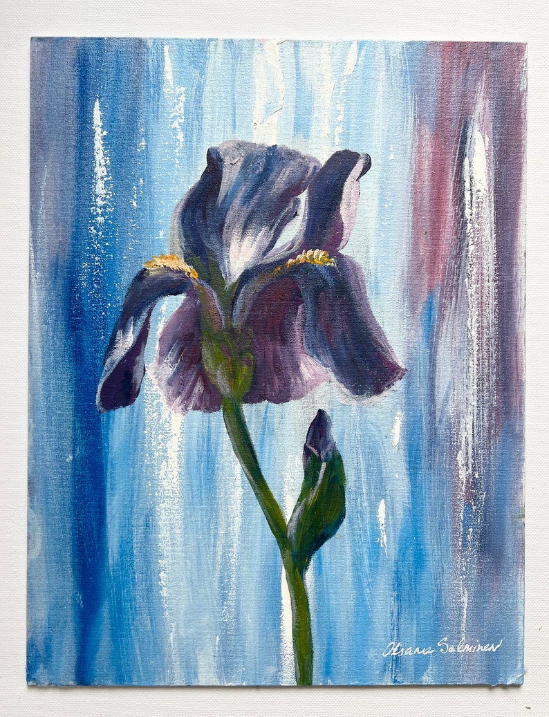 Iris, Original Oil Painting, Abstract, Impasto, Modern Art, Gift ...