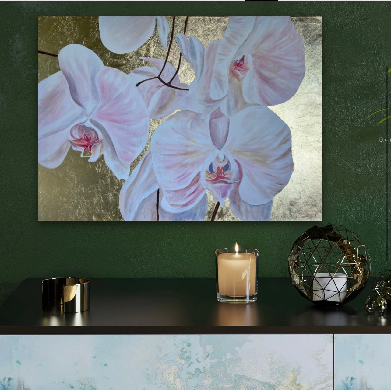 Orchids on Gold Large Original Acrylic Painting With Metallic - Etsy