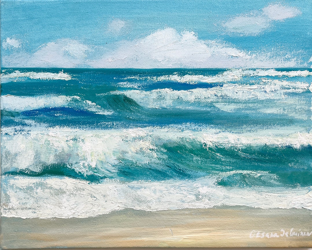 Windy Sea, Original Oil Painting, Seascape, Abstract, Modern Art, Wall ...
