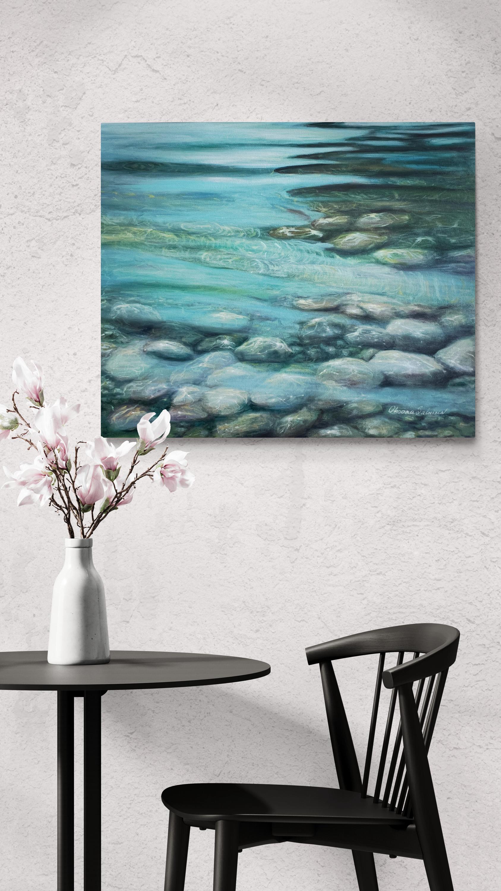 Original Oil Painting Sea Scape, Waterscape, Calm Water Contemporary ...