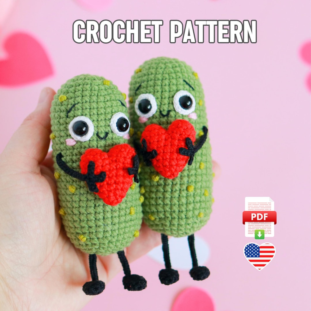 Pickle Love Buddy Crochet Pattern Valentine's Gift Tutorial Funny ...