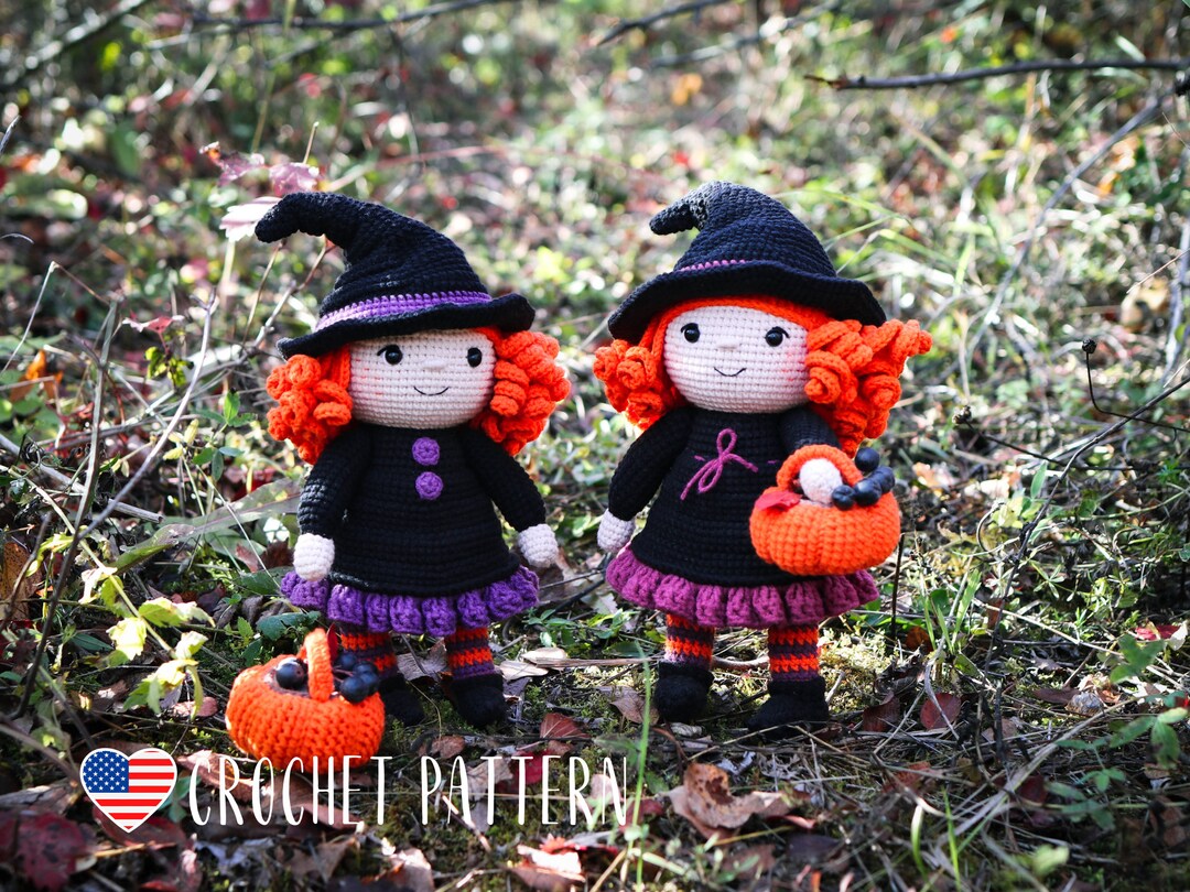 Crochet Witch Doll Pattern – Amigurumi With Pumpkin Basket (PDF) - Etsy