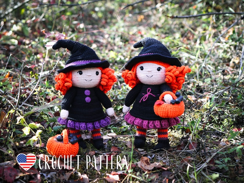 Crochet Witch Doll Pattern – Amigurumi With Pumpkin Basket (PDF) - Etsy