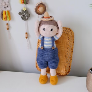 Crochet Boy Doll Amigurumi Pattern – Male Doll in Overalls PDF – DIY ...