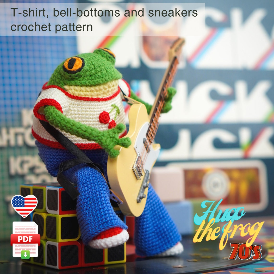 Disco Style Bell Bottoms 70s Clothing for the Frog, Crochet Outfit ...