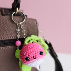 Crochet Radish Keychain Pattern Kawaii Amigurumi Vegetable Bag Charm ...