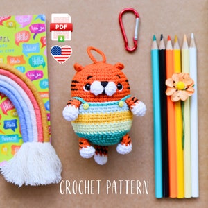 Crochet Tiger Bag Charm Pattern Tiger Keychain Amigurumi PDF - Etsy