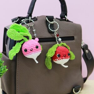 Crochet Radish Keychain Pattern Kawaii Amigurumi Vegetable Bag Charm ...