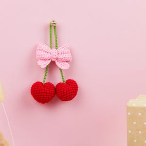 Heart-shaped Cherry Keychain Crochet Pattern PDF – Dual Red Love ...