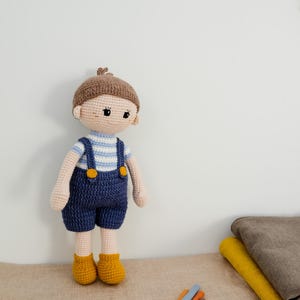 Crochet Boy Doll Amigurumi Pattern – Male Doll in Overalls PDF – DIY ...