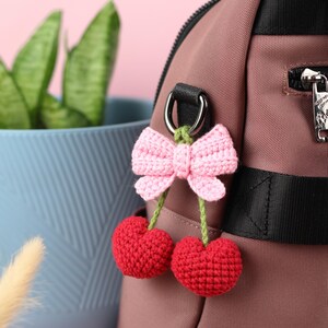 Heart-shaped Cherry Keychain Crochet Pattern PDF – Dual Red Love ...