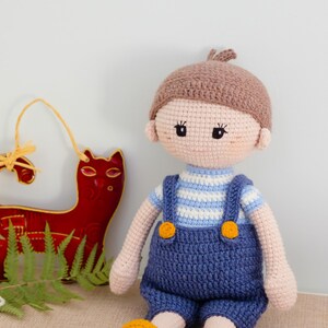 Crochet Boy Doll Amigurumi Pattern – Male Doll in Overalls PDF – DIY ...
