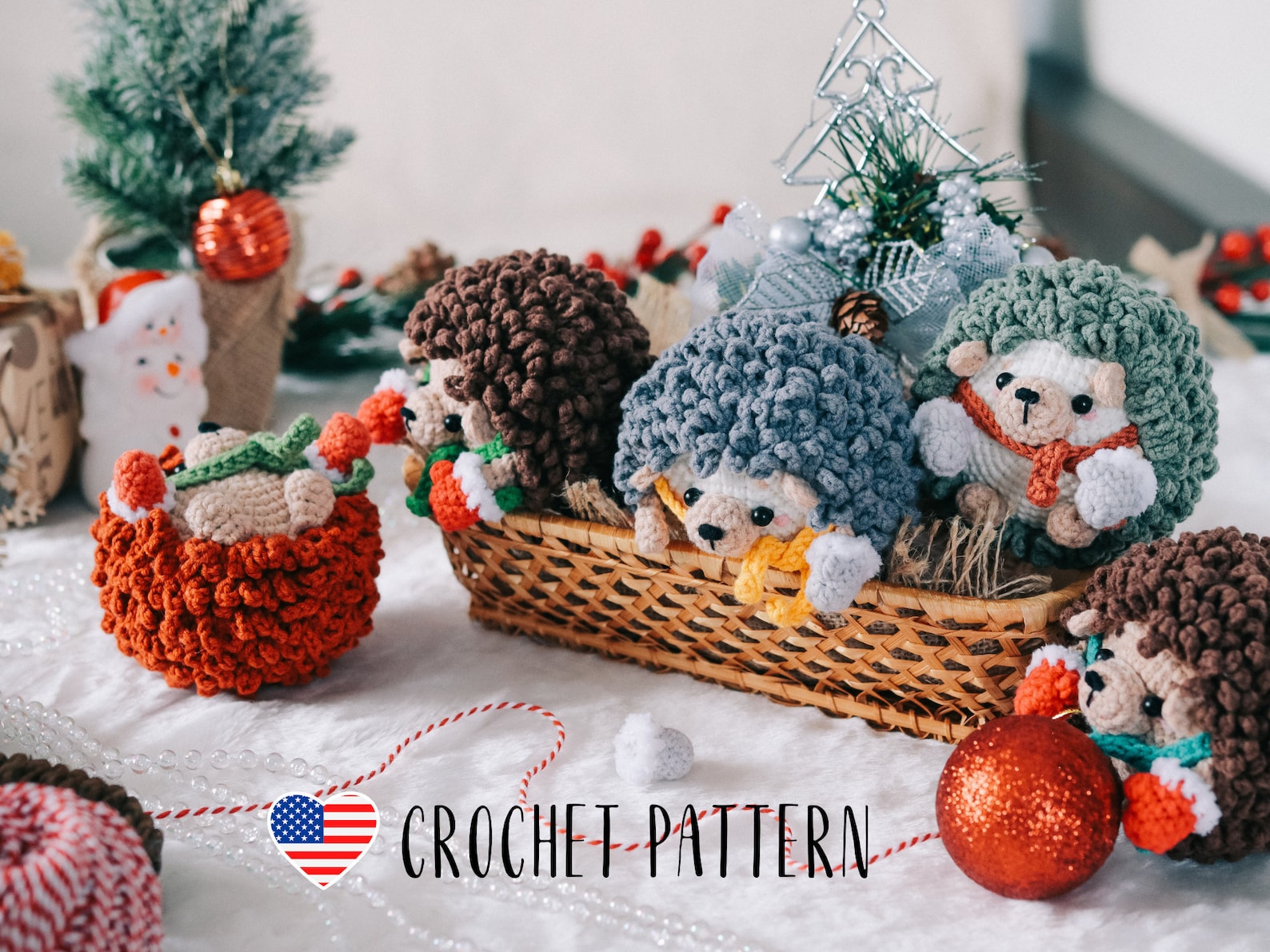 Crochet Hedgehog in Mittens Christmas Amigurumi Pattern - Etsy