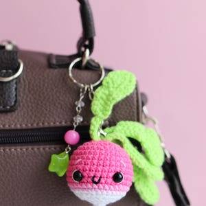 Crochet Radish Keychain Pattern Kawaii Amigurumi Vegetable Bag Charm ...